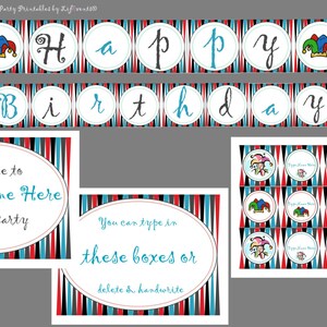 Jester Birthday Party PRINTABLES Jester Themed - DIY Printable Jester ...