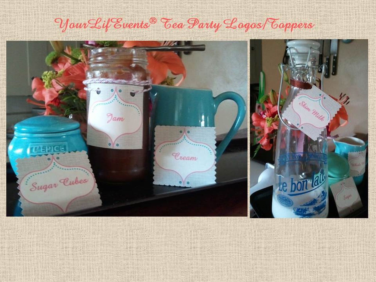 Vintage Tea Party Logo Labels/toppers / Instant Download Tea Party ...