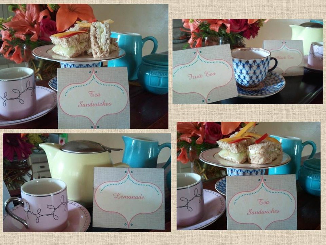 Vintage Tea Party Tent Cards / Instant Download Tea Party Bridal Shower ...