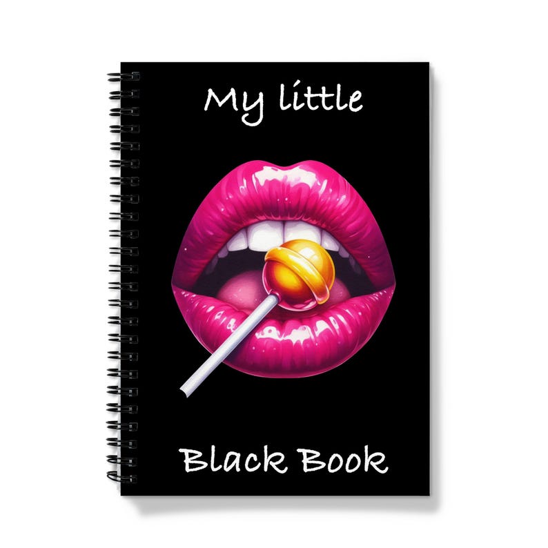A5 Spiral Notebook – "my Little Black Book" Lip Art Lollipop Design - Etsy