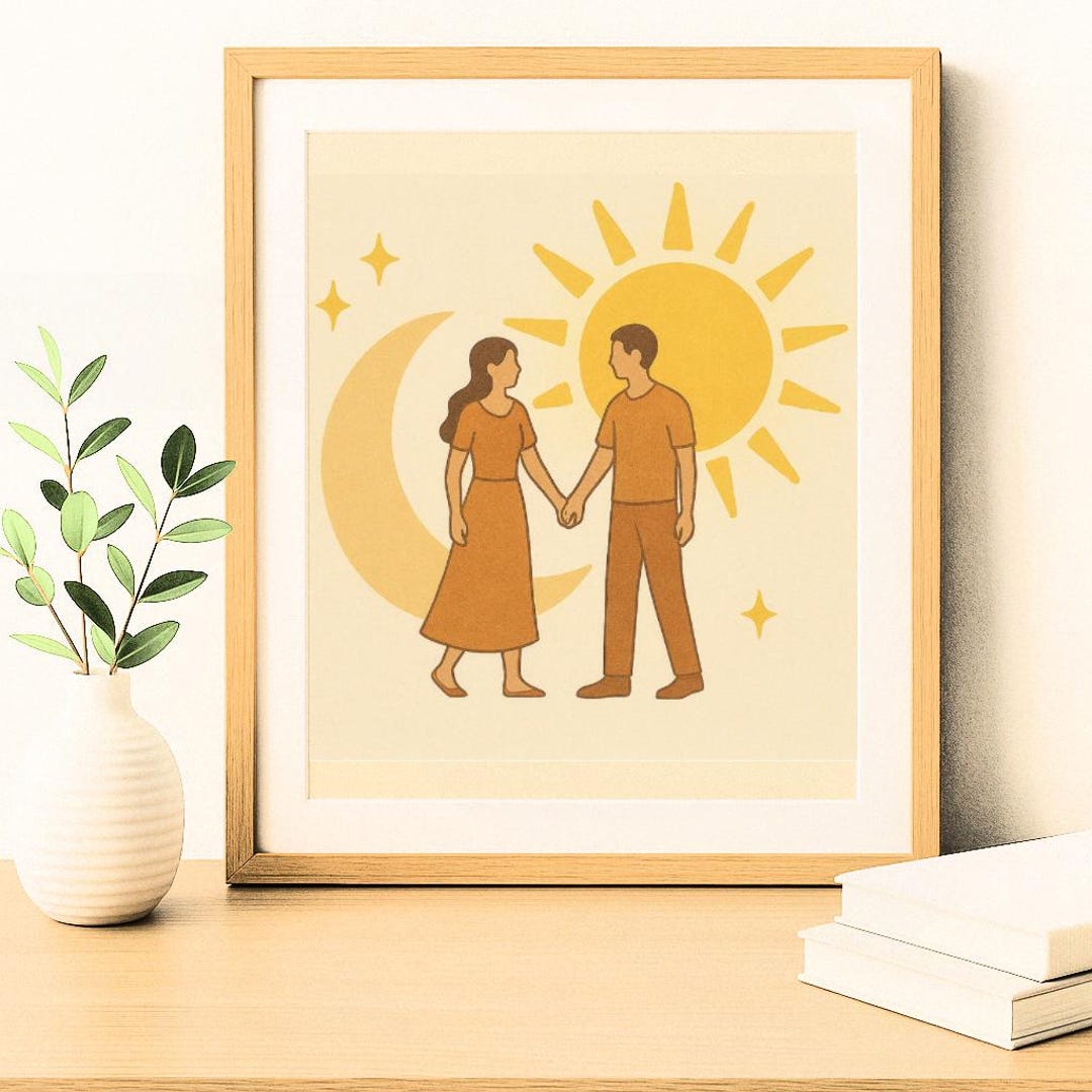 Sun & Moon Couple Printable Poster | Celestial Love Wall Art A1–A5 ...