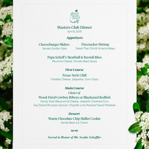 Masters Party Menu Printable - Etsy