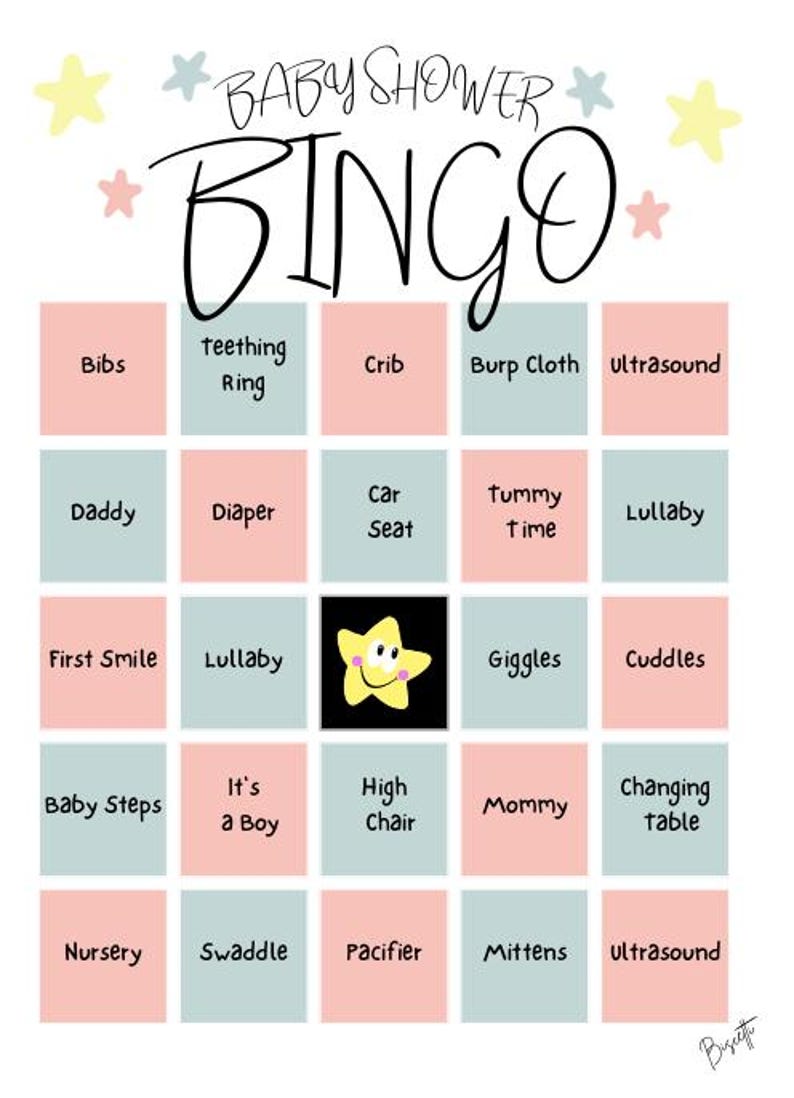 Baby Shower Bingo Printable Game Which Includes 25 Uniquely Arranged ...