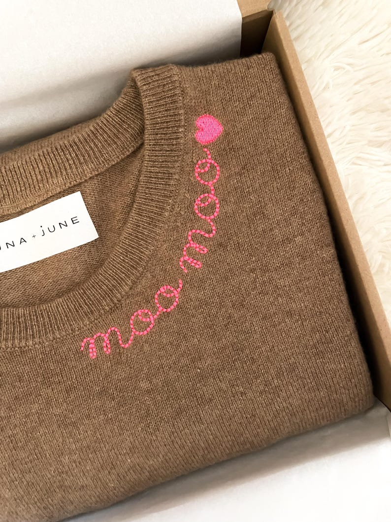 Custom Embroidered Cashmere Sweater – Initials on Sleeve- Custom Gift ...