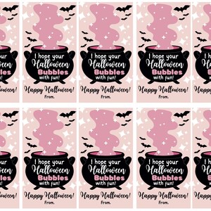 Halloween Bubble Gift Tags: Printable Student Treat - Pink, Orange ...