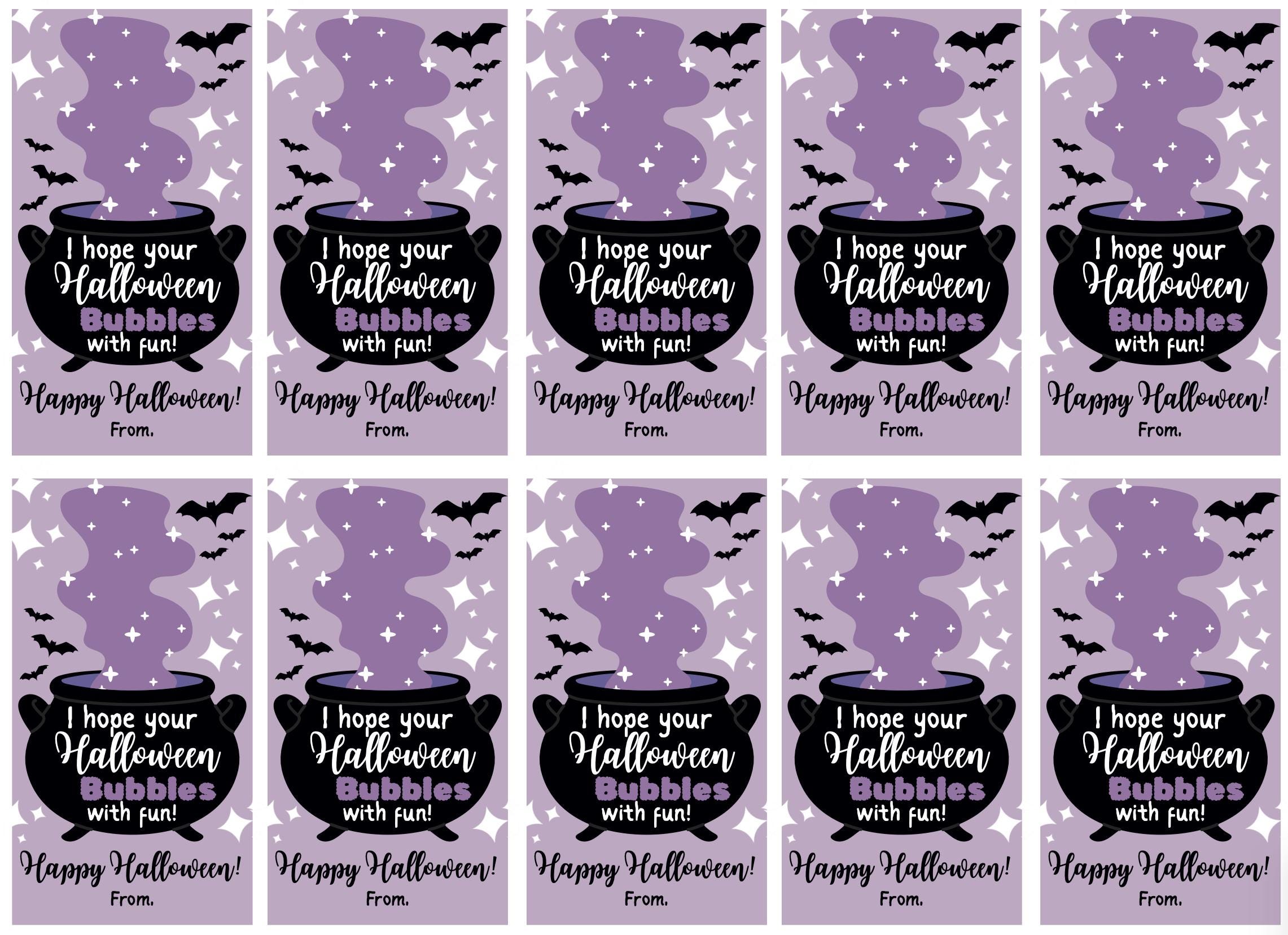 Halloween Bubble Gift Tags: Printable Student Treat - Pink, Orange ...