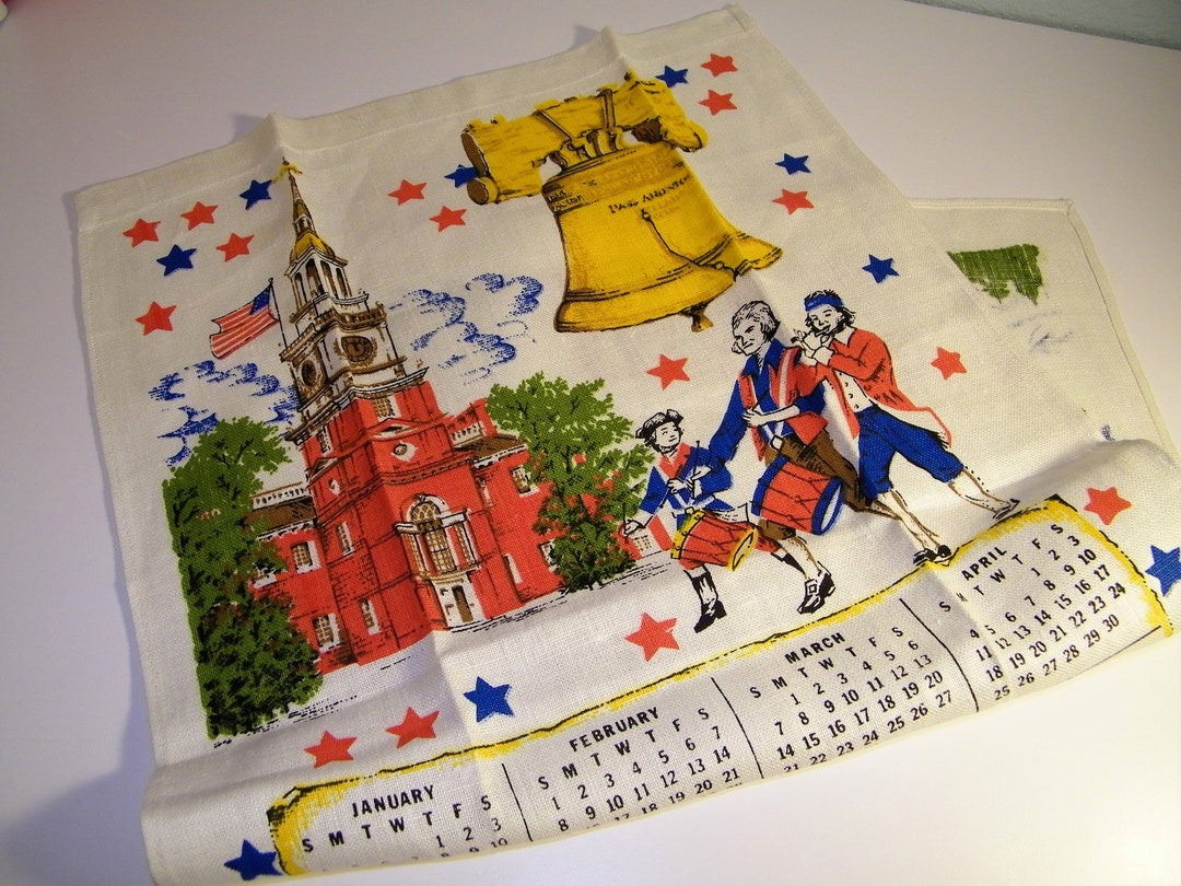 Vintage 70s Old Antique Bicentennial USA Calendar Wall Hanging Graphic ...