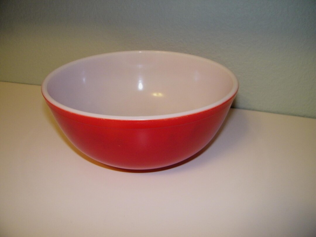 Vintage Pyrex 404 Primary Red 50s 60s Milk Glass Mid Century Mixing ...
