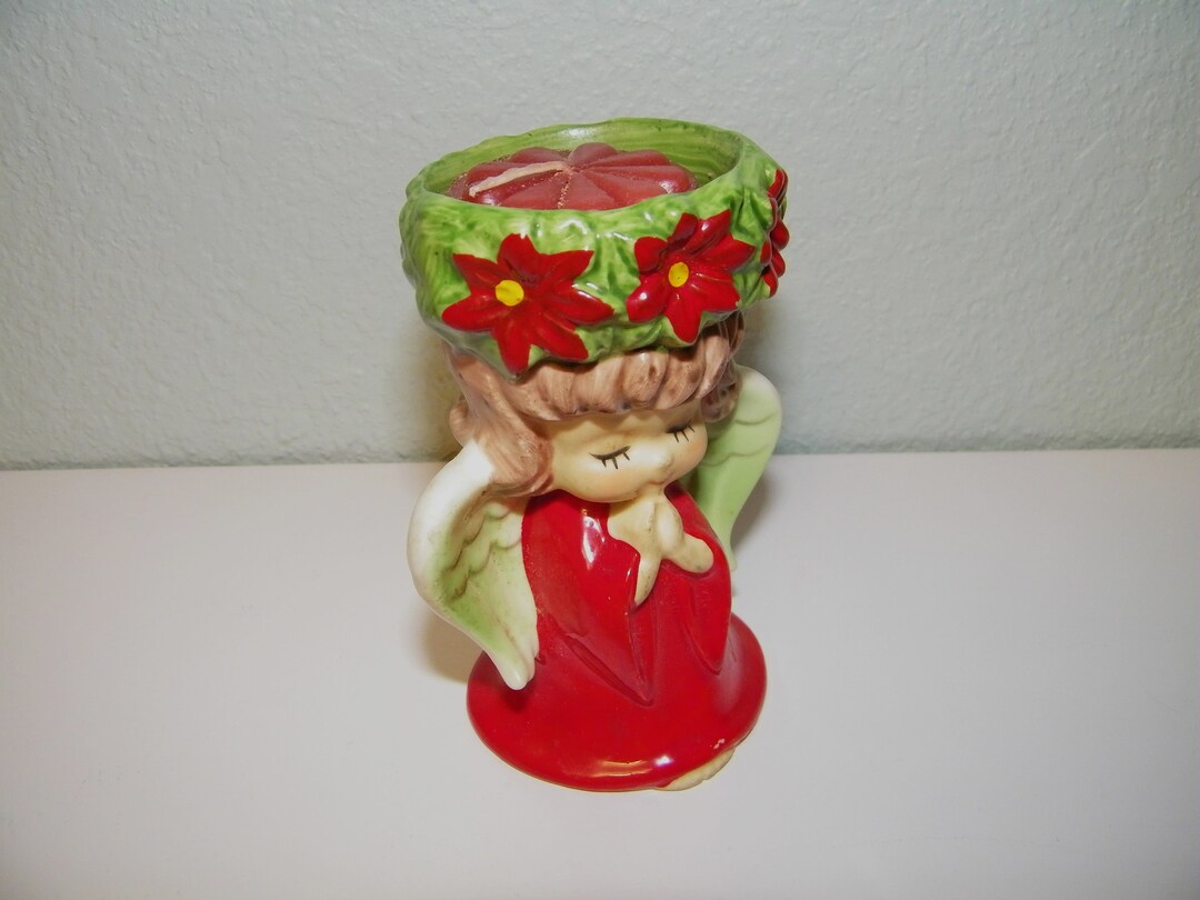 Vintage 1950s 1960s Lefton Angel Tea Light Candle Holder Antique 50s ...