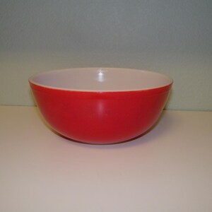 Vintage Pyrex 404 Primary Red 50s 60s Milk Glass Mid Century Mixing ...