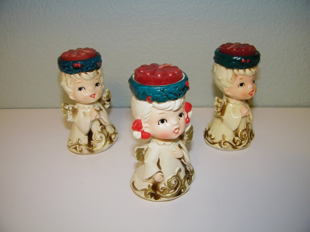 Vintage 1950s 1960s Lefton Angel Tea Light Candle Holder Antique 50s ...