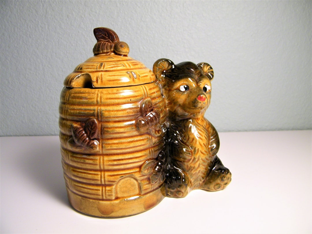 Armbee 1950s 1960s Honey Black Bear Bee Beehive Retro Jar Antique 50s ...