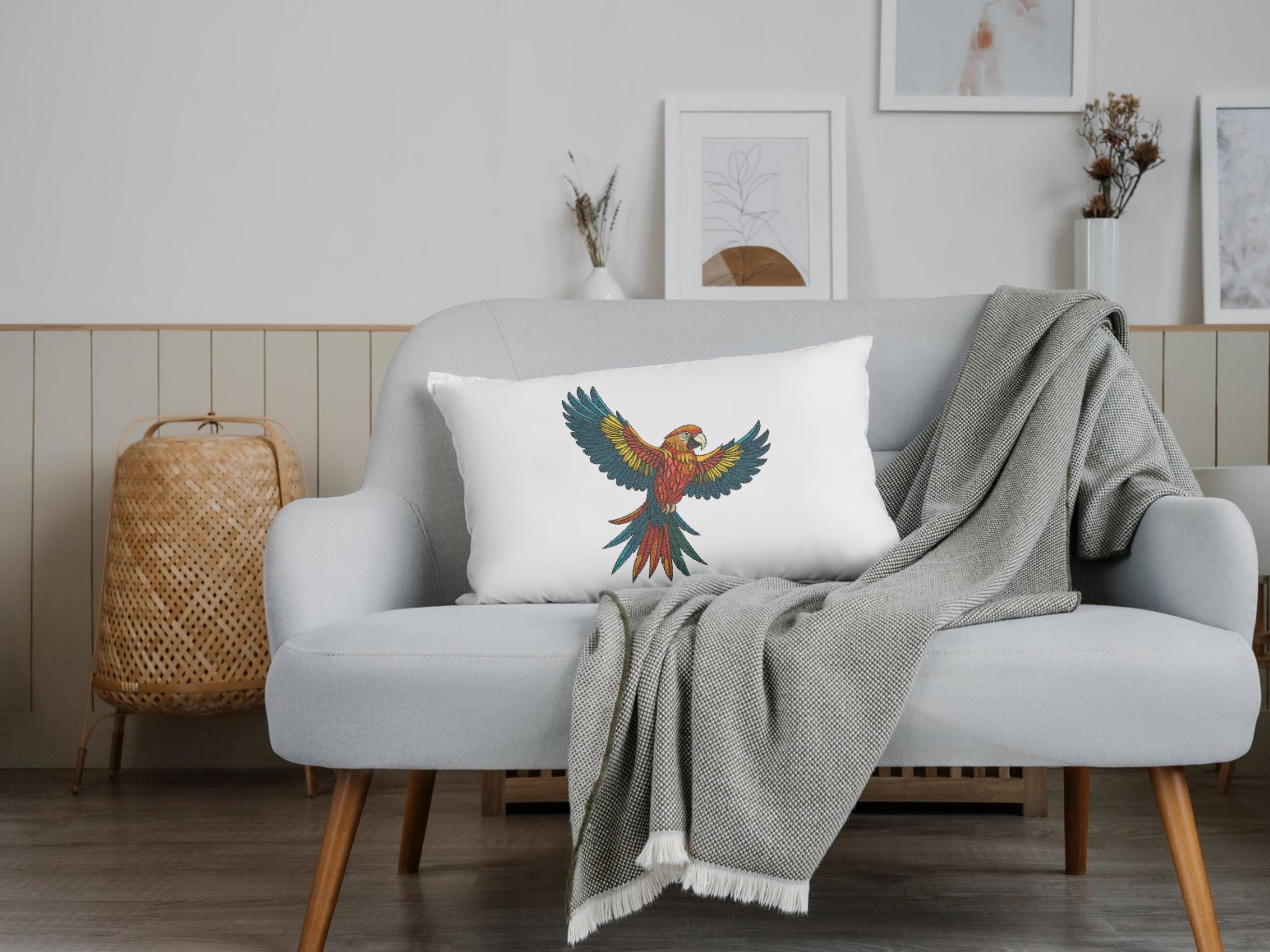Colorful Macaw Bird Machine Embroidery Pattern, Flying Macaw Parrot ...