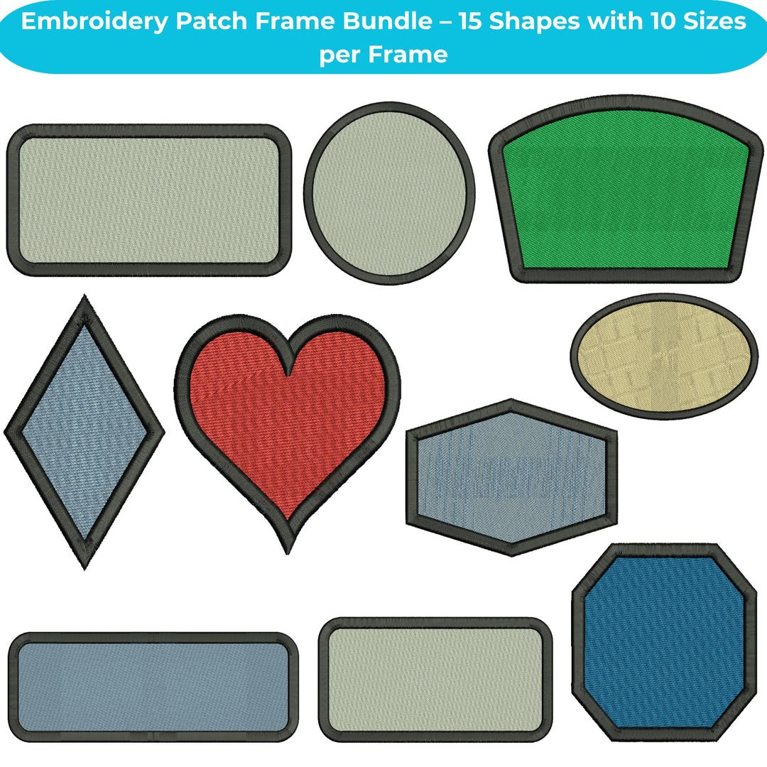 Embroidery Patch Frames Set – 10 Different Shapes, Each Available in 10 ...