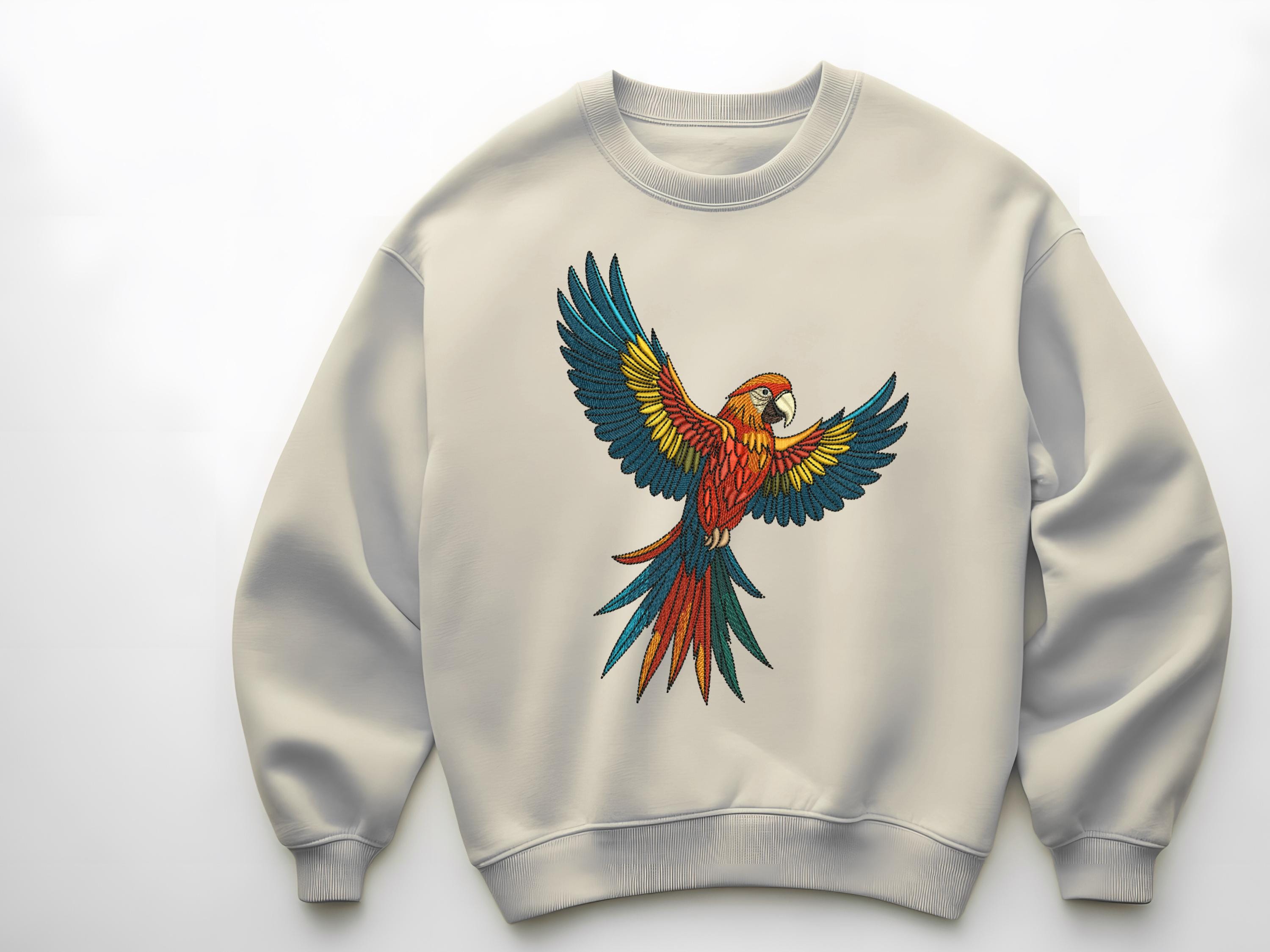 Colorful Macaw Bird Machine Embroidery Pattern, Flying Macaw Parrot ...