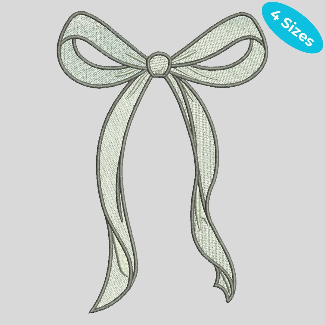 Ribbon Bow Machine Embroidery, Bow Embroidery Stitch, Girly Coquette ...