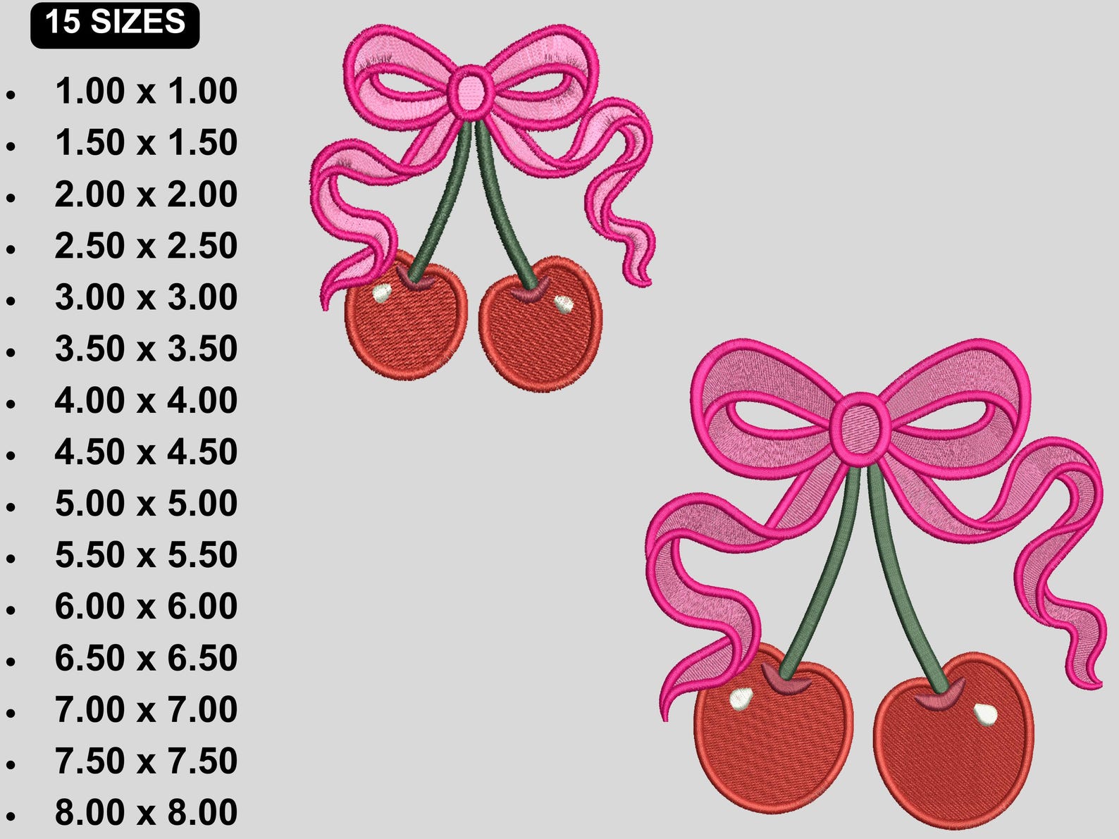 Ribbon Bow Cherries Embroidery Design, Cherries Coquette Bow, Cherry ...