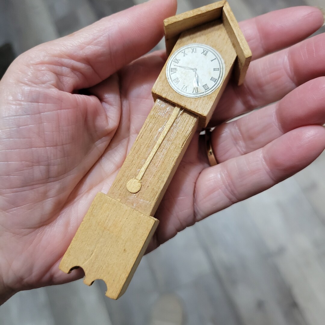 Vintage Dollhouse Wood Grandfather Clock / Miniature Dollhouse ...