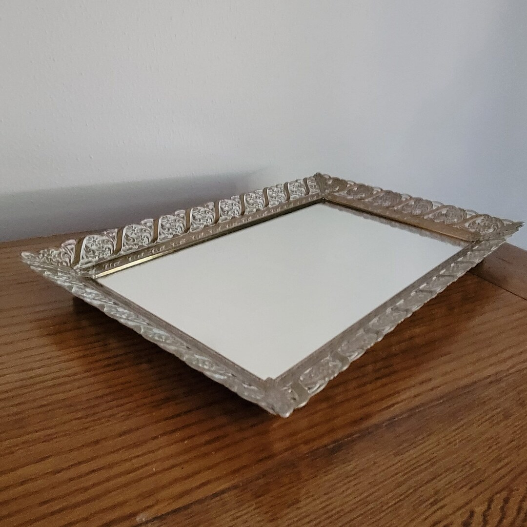 Hollywood Regency Filigreed Metal Frame Mirrored Vanity Tray - Etsy
