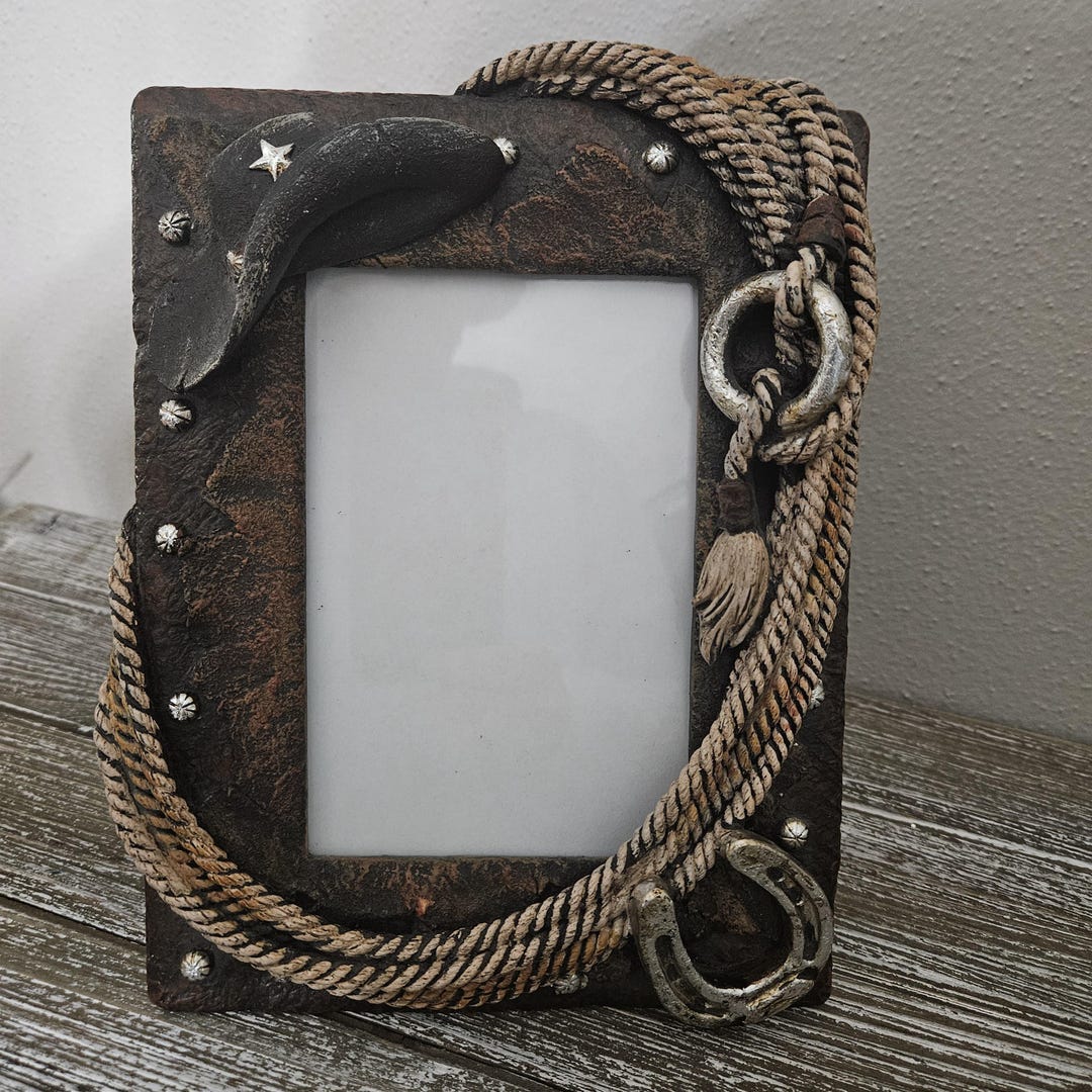 3D Western Picture Frame Easel Back Cowboy Hat Horsehoe and Rope for 4 X 6 Photo - Etsy