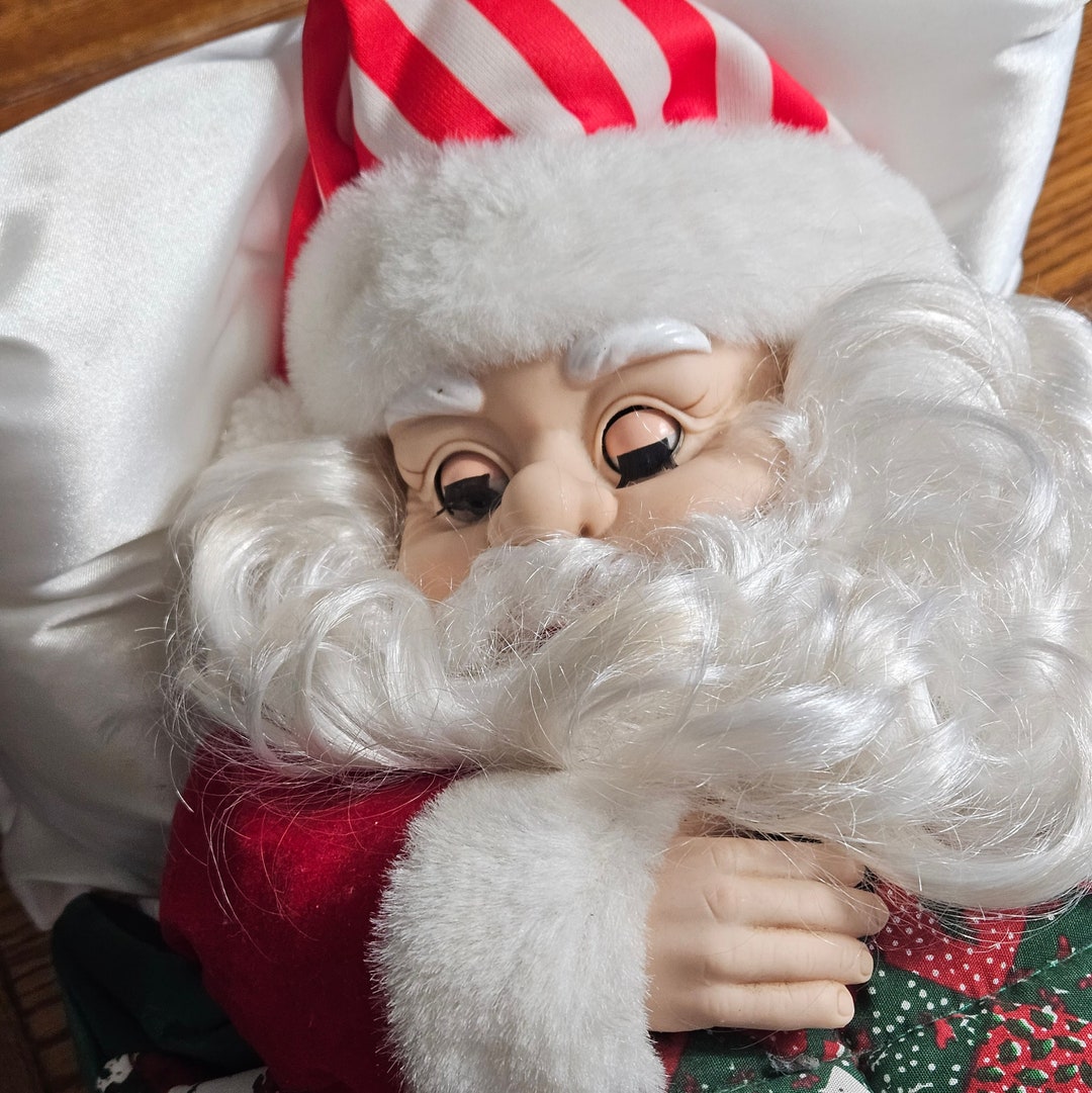 Vintage Kitschy Sleeping Santa Snoring Whistling in Bed / Telco Motion ...