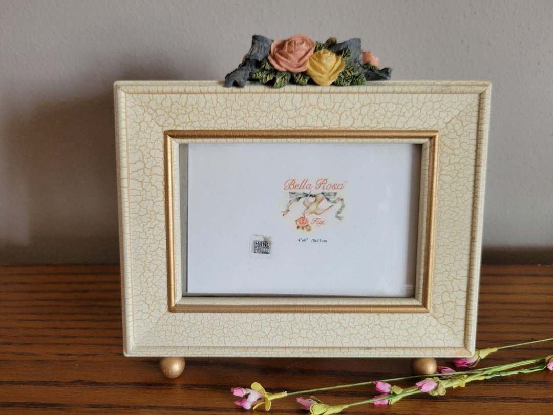 Vintage Wood Hand Painted 4x6 Picture Frame by Bella Rosa Figi ...