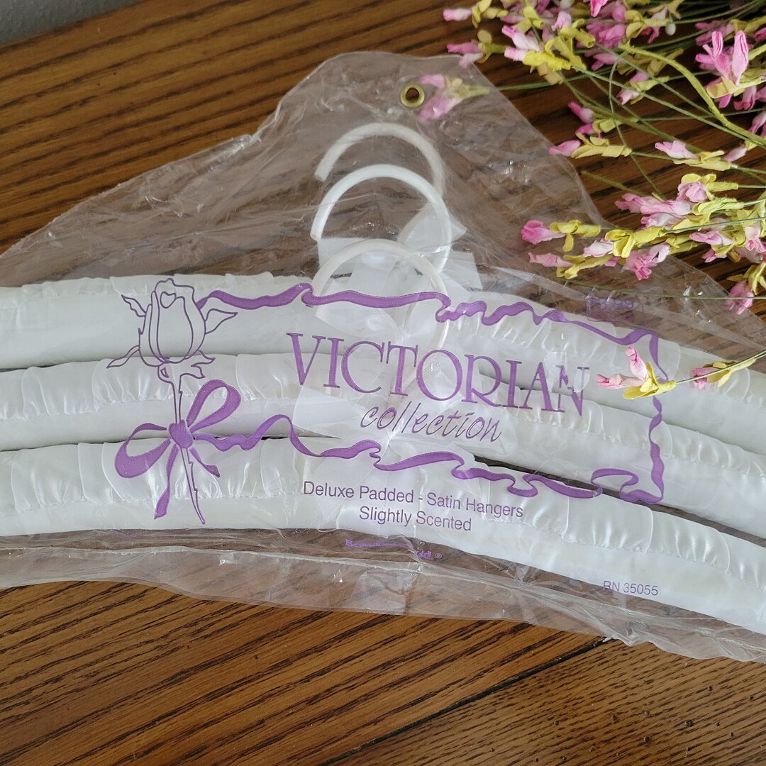 Set of 3 Vintage White Satin Padded Hangers NOS / Delicates Lingerie ...
