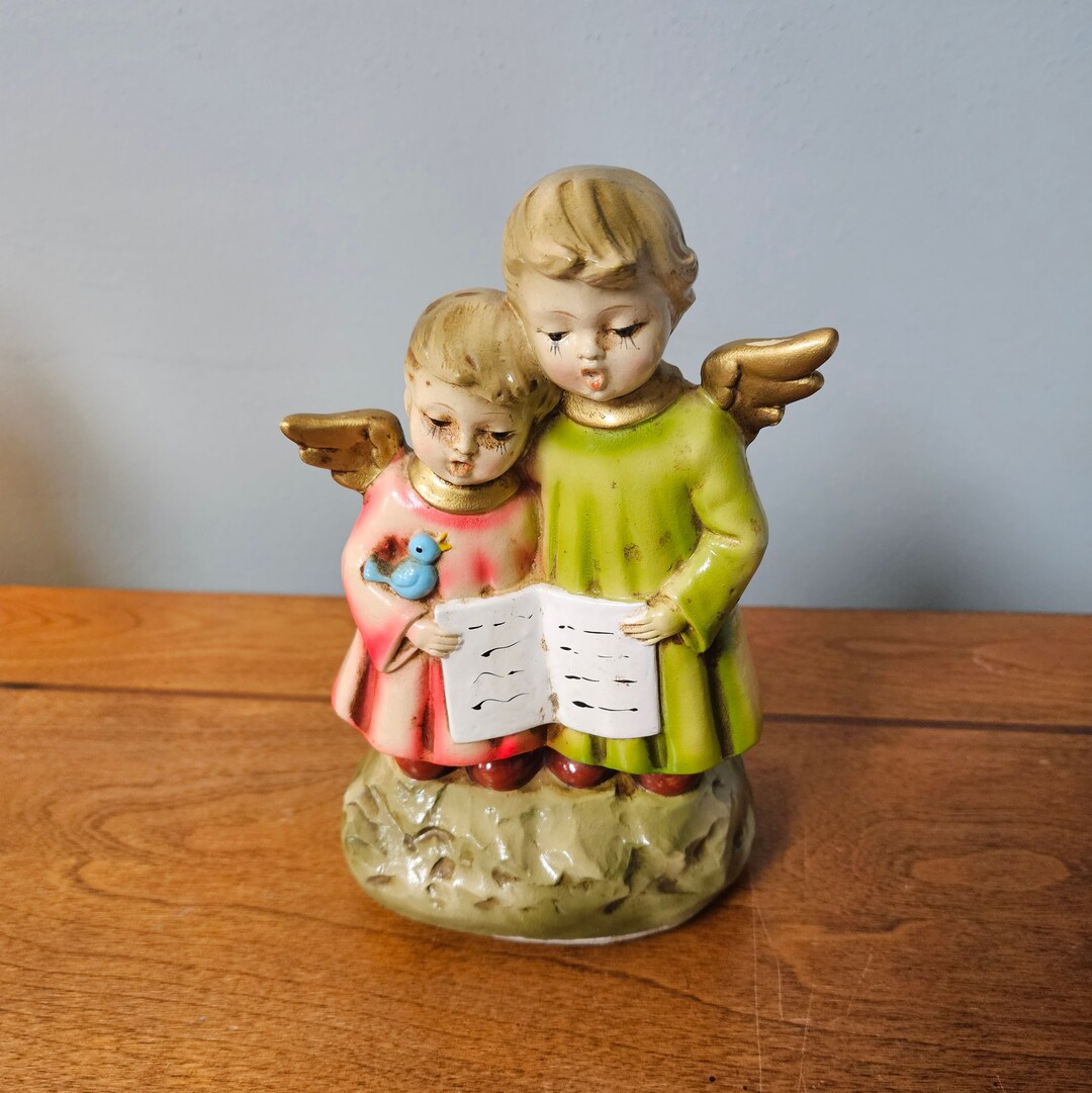Adorable Christmas Angels Music Box Plays "silent Night" Made in Japan ...
