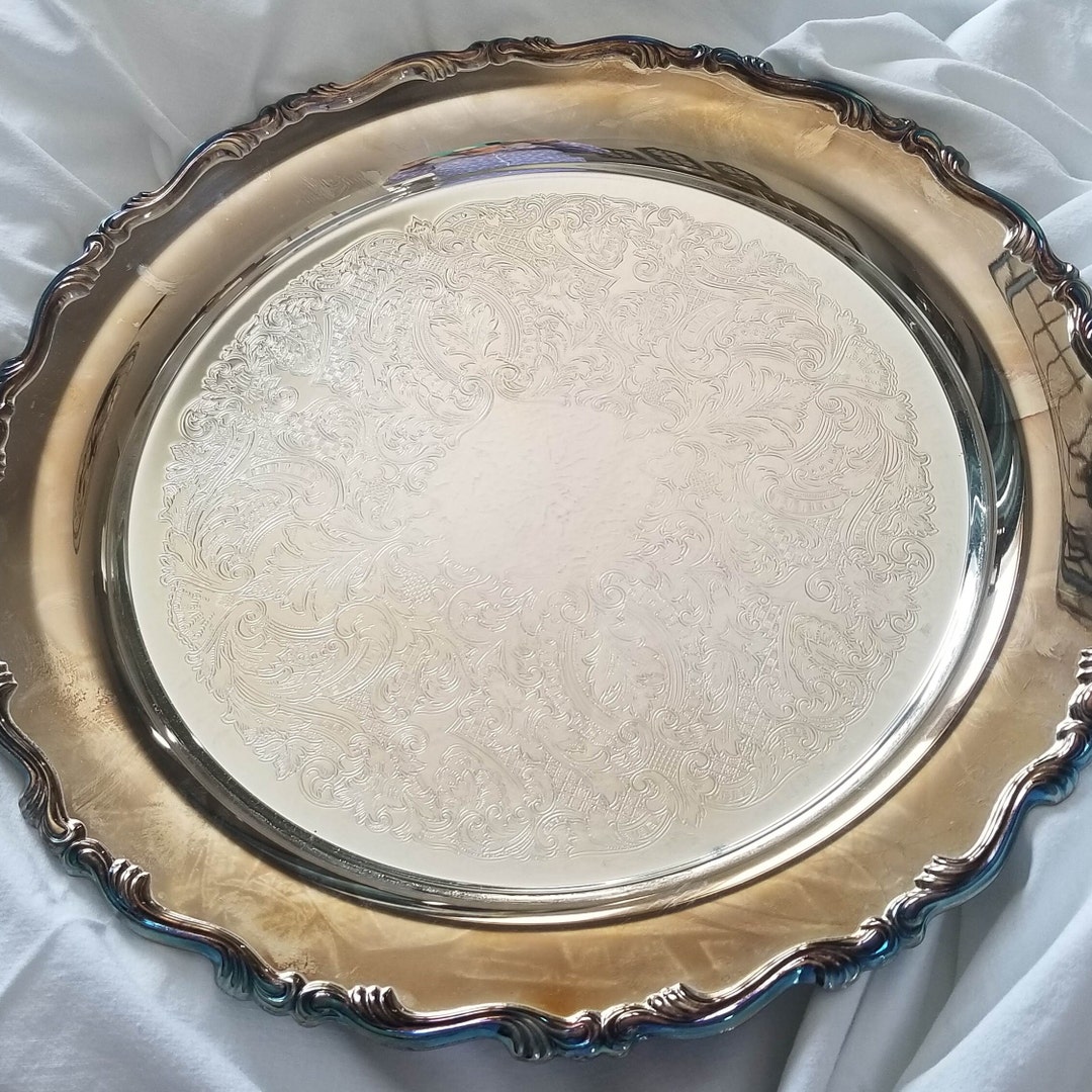 Vintage Oneida 15 Inch Silveplate Georgian Scroll Round Tray in ...