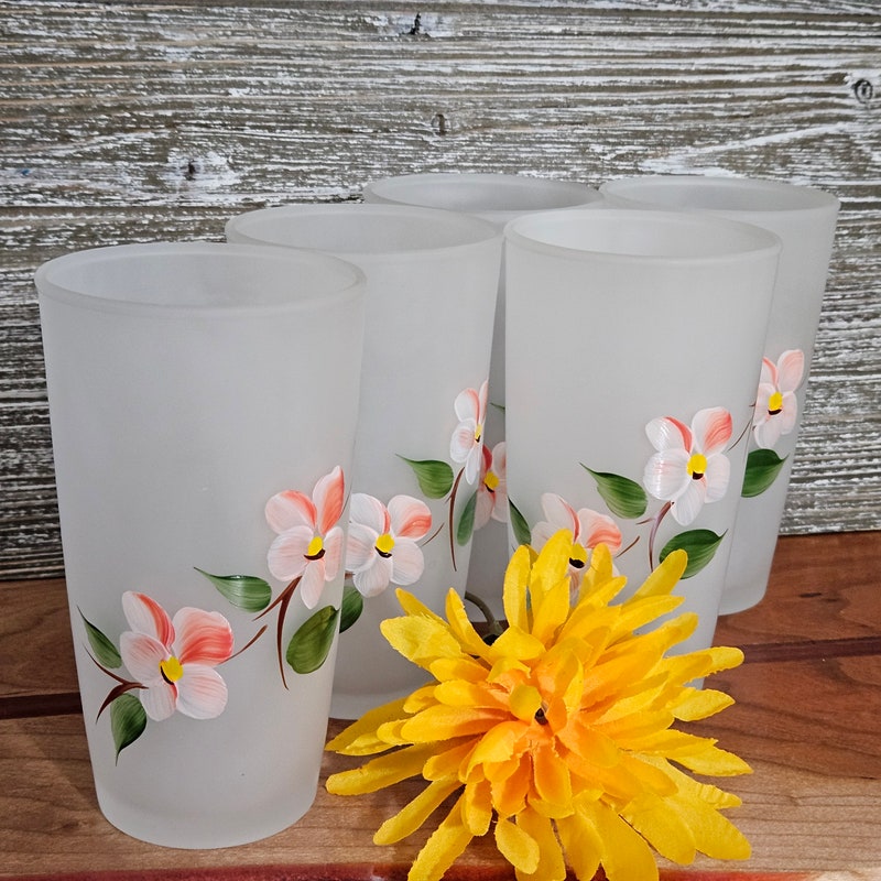Hazel Atlas Floral Glasses - Etsy