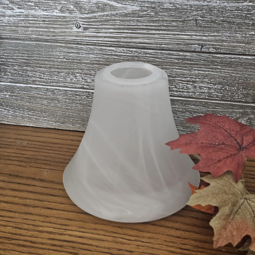Replacement Glass Lamp Shade Faux Alabaster Swirl Frosted White Semi ...