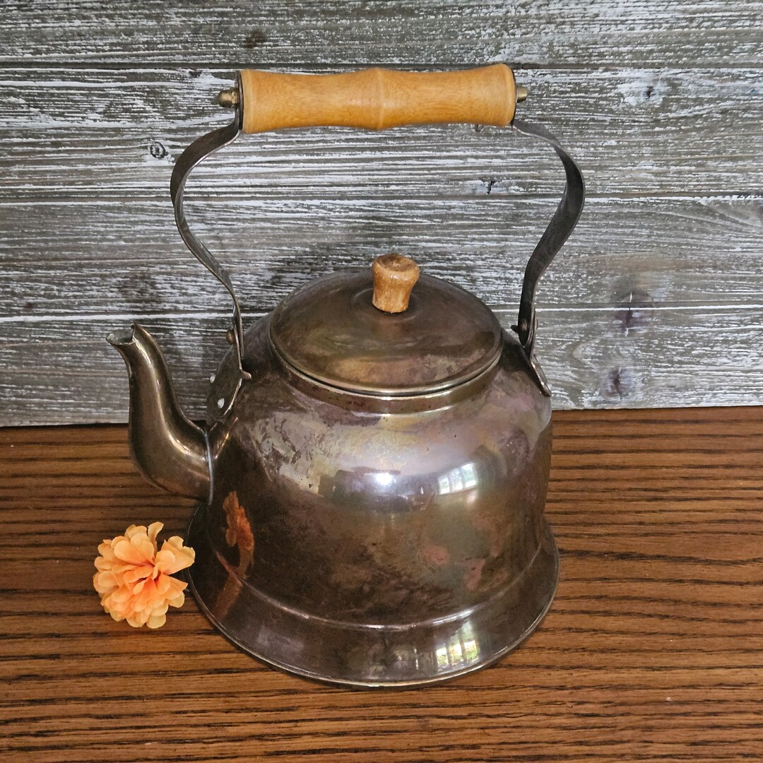 Vintage Copper Teapot With Wooden Handle / Mid-century Copper Teakettle ...