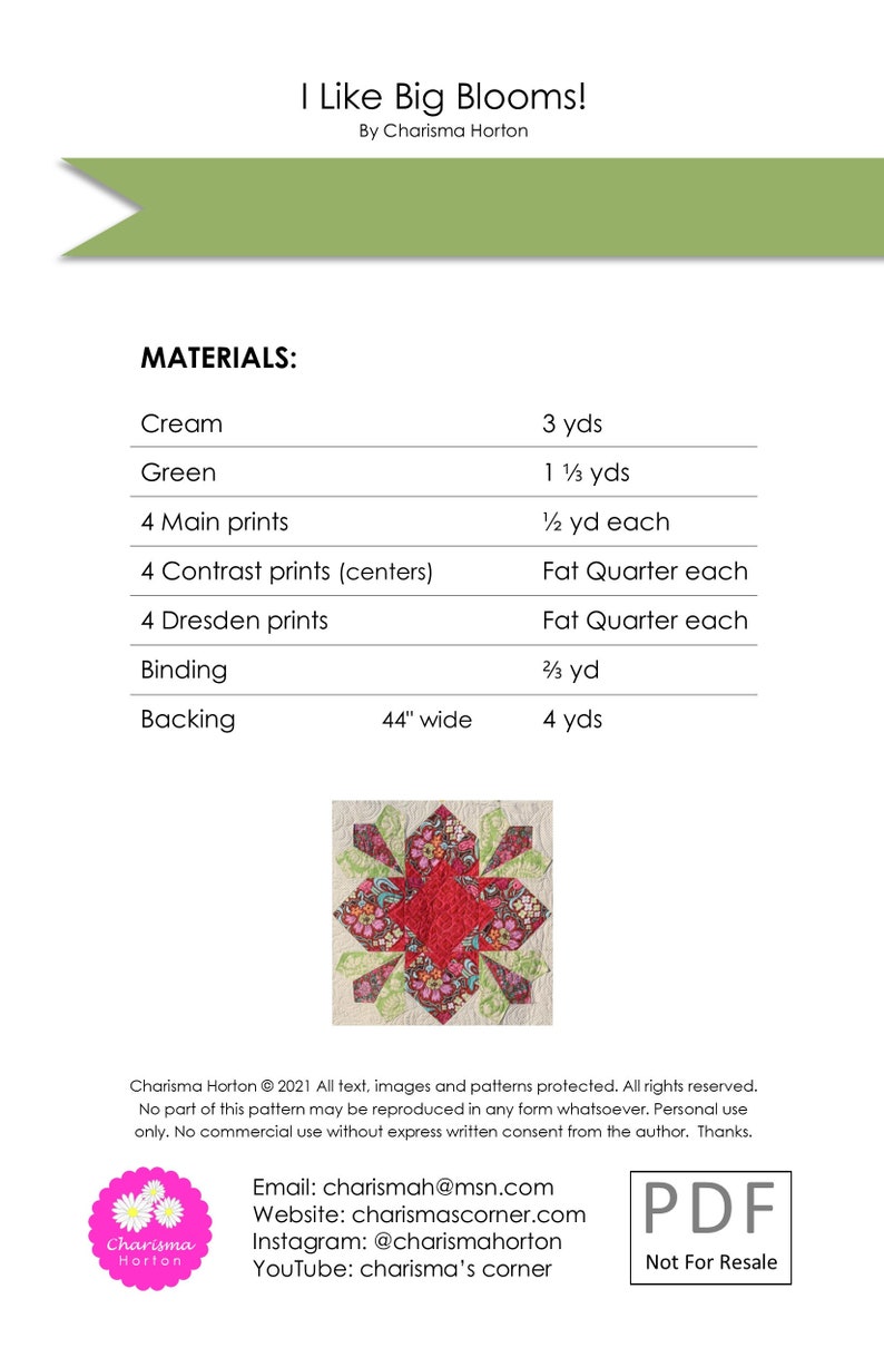 I Like Big Blooms Digital Quilt Pattern - Etsy