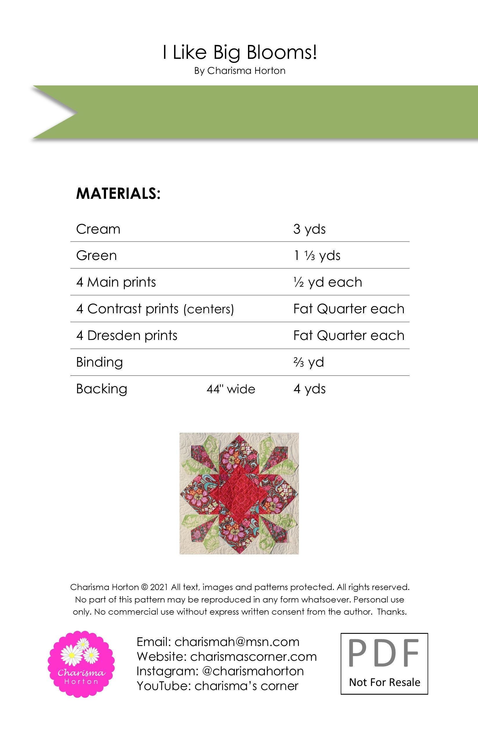 I Like Big Blooms Digital Quilt Pattern - Etsy Canada