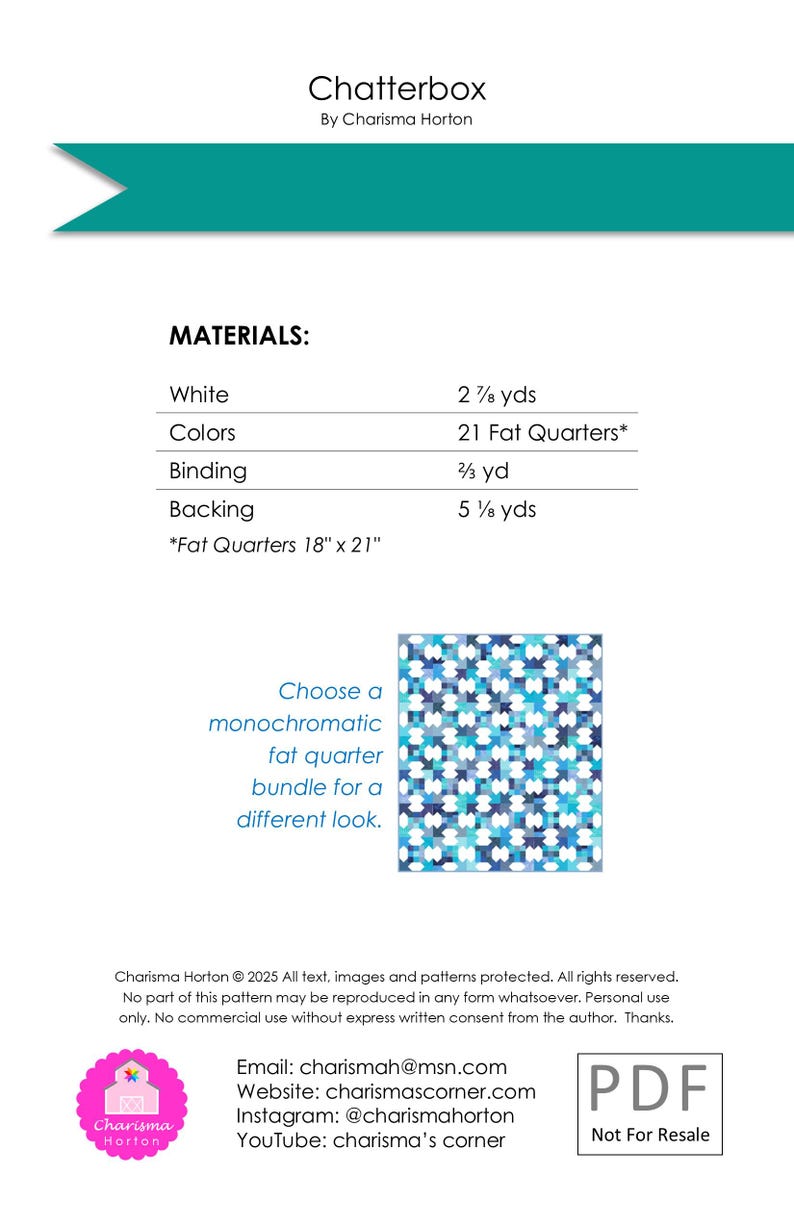 Chatterbox Digital Quilt Pattern - Etsy