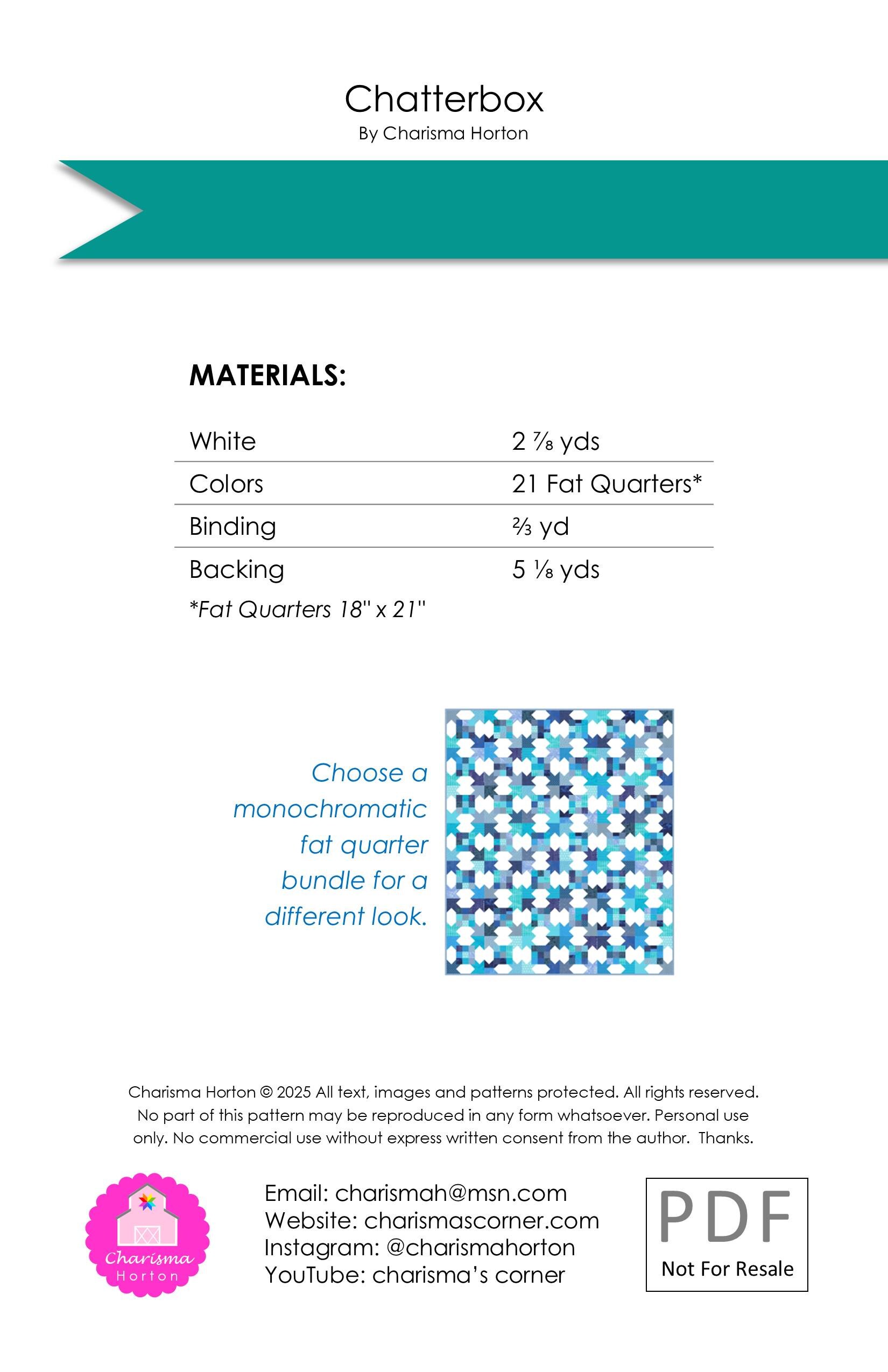 Chatterbox Digital Quilt Pattern - Etsy