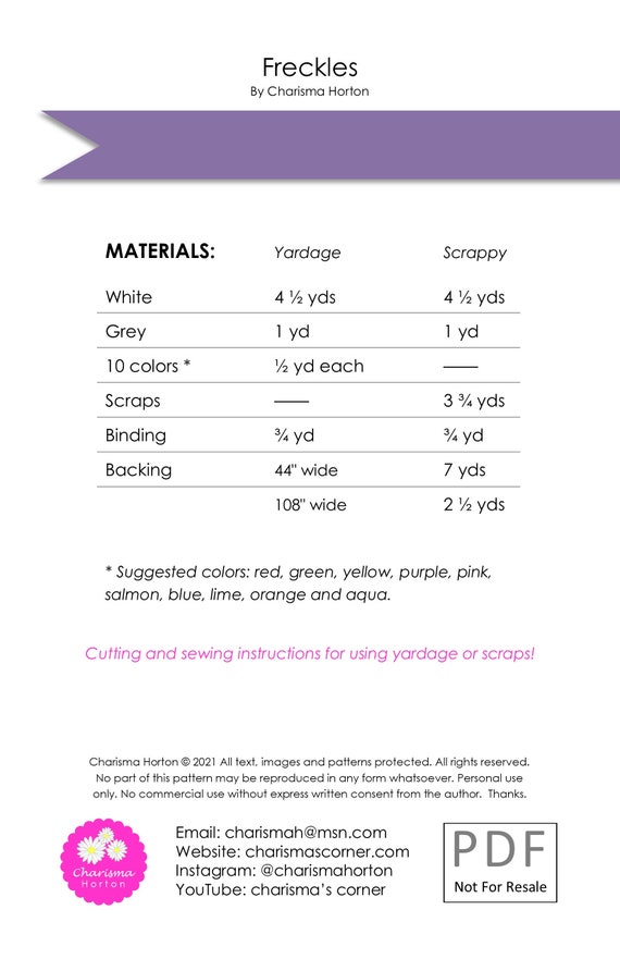 Freckles Digital Quilt Pattern Patterns Kits & How To Quilting etna.com.pe