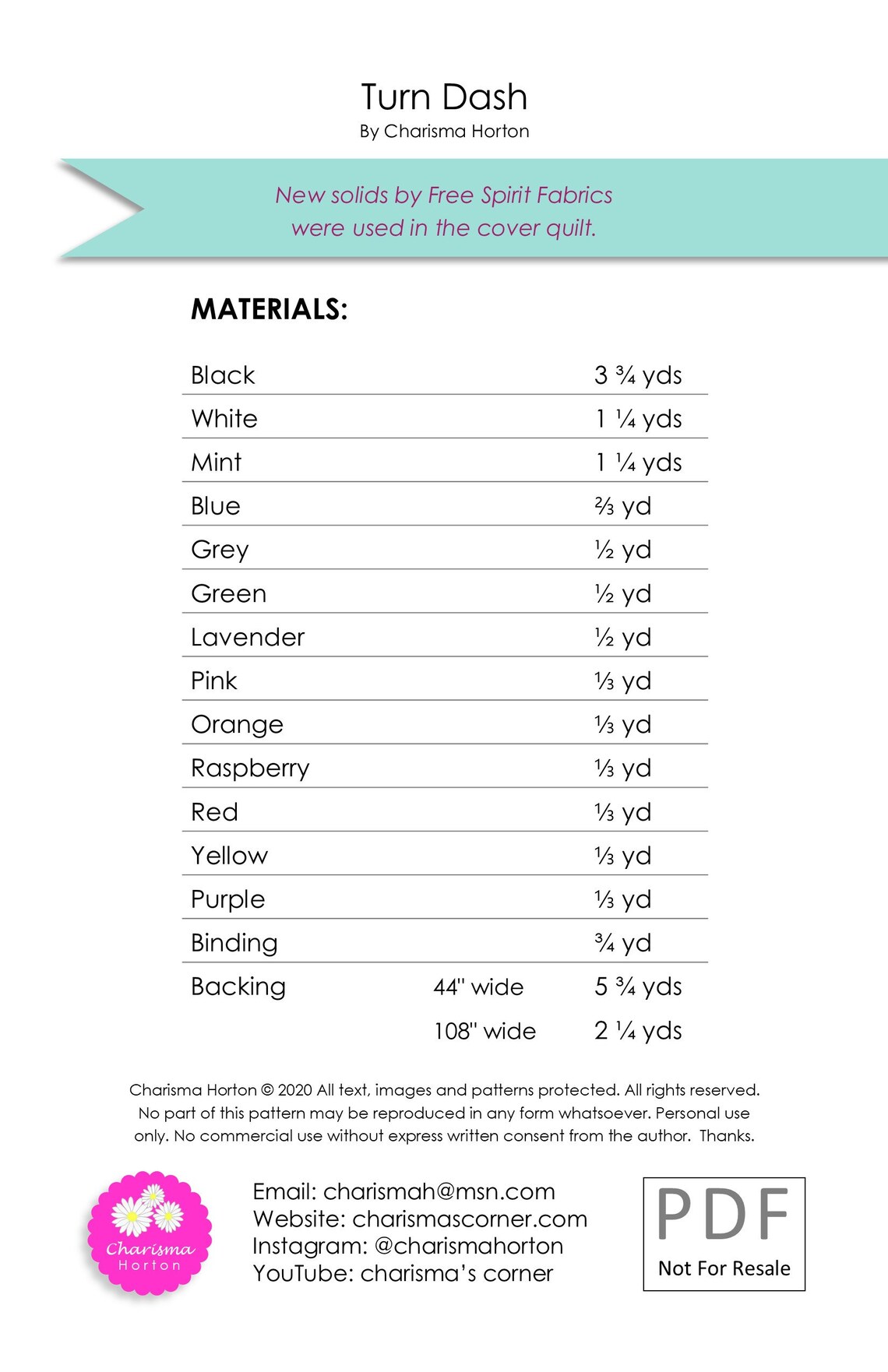 Turn Dash Digital Pattern - Etsy