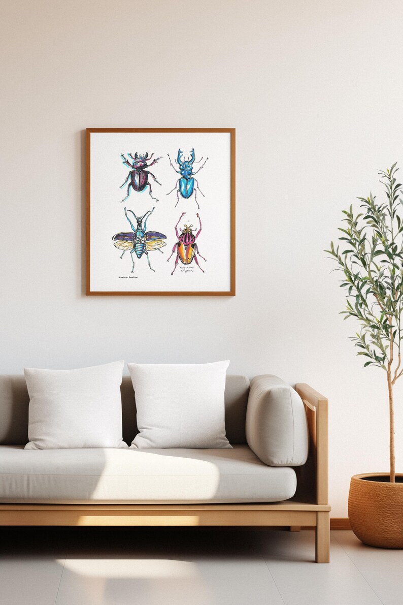 Types of Beetles - Insect Poster, Nature Illustration (vertical Poster ...