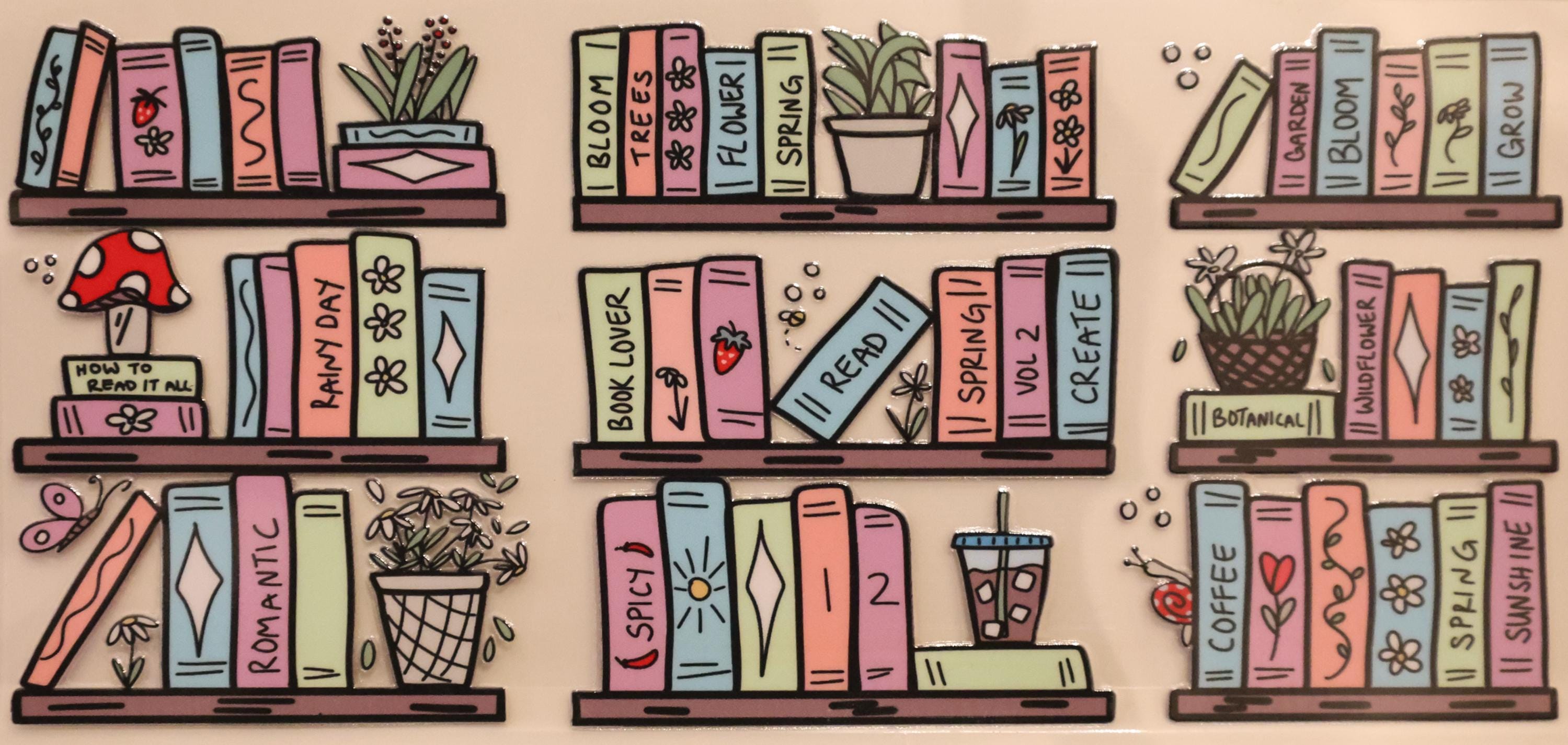 Bookshelf Decal - Etsy