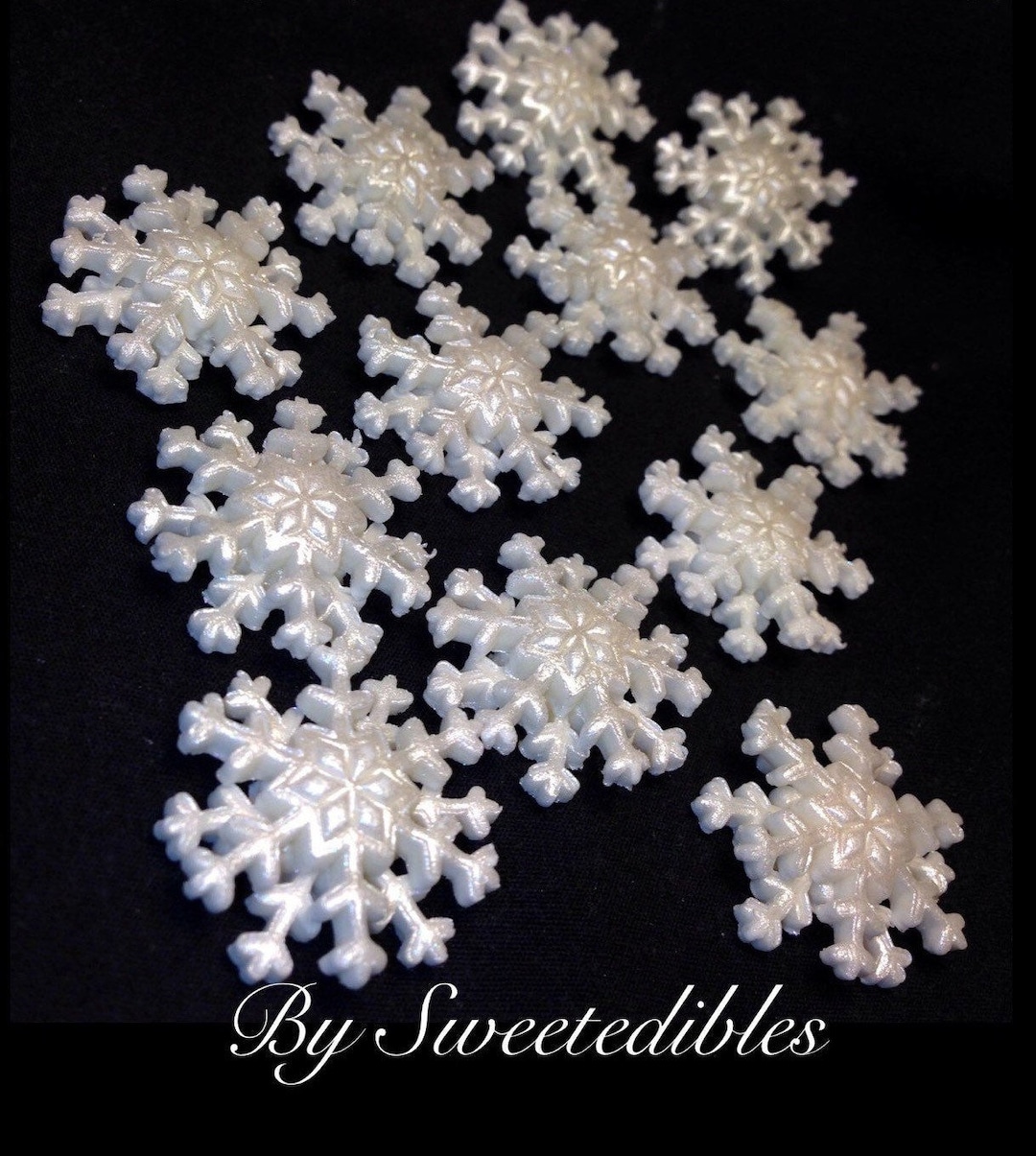 Cake Decorations Edible Snowflakes Small Size Gum Paste - Etsy