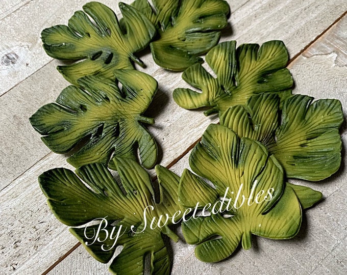 Gumpaste Tropical Leaves Cake Topper Fondant - Etsy