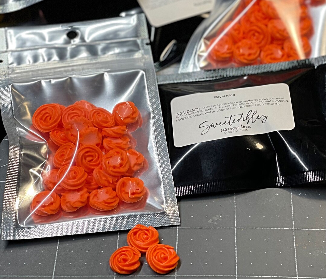 Peach Royal Icing Flower 24 Count - Etsy