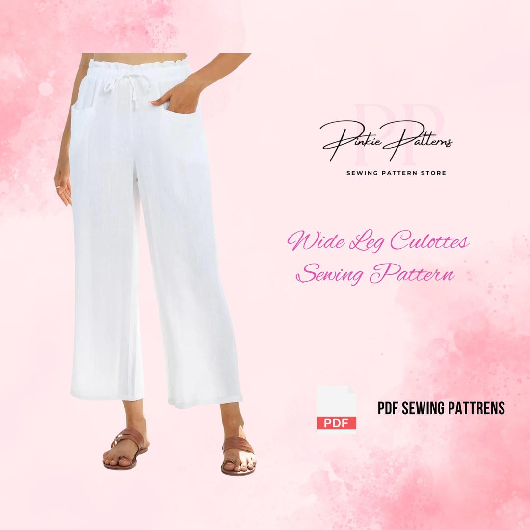 Palazzo Wrap Pants Sewing Pattern PDF: Easy Linen Culottes (digital ...