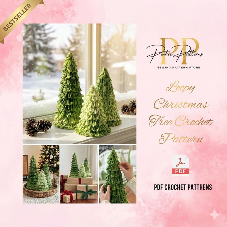 Loopy Christmas Tree Crochet Pattern PDF, Easy Holiday Decor Crochet ...
