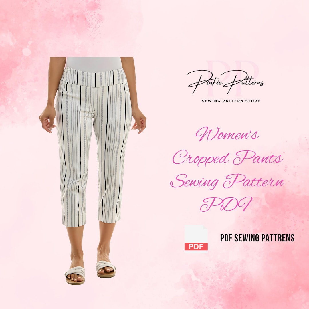 Women’s Cropped Pants Sewing Pattern PDF | Side Stripe Slim Fit Pant ...