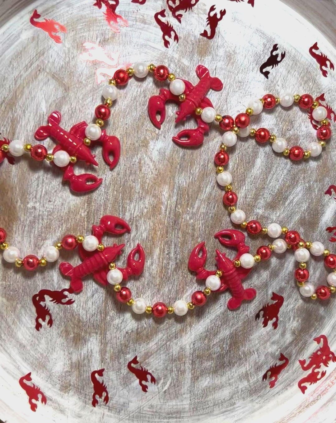 New Orleans Mardi Gras Crawfish Beads, Seafood Boil Decor, Craft Supply ...
