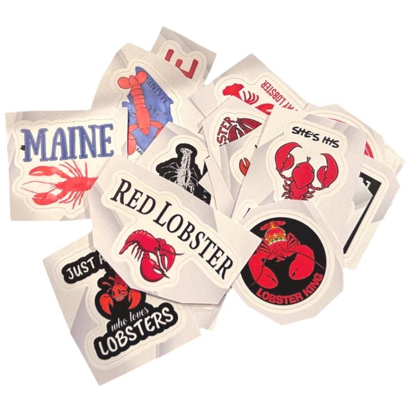 Surprise Random Lobster Sticker Pack Selection Seafood Boil Red Lobster ...