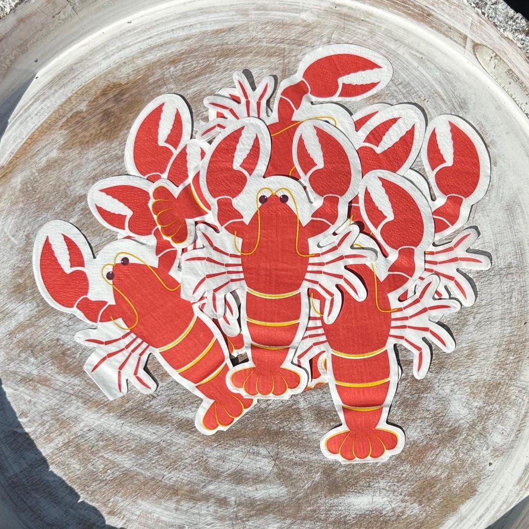 Crawfish Napkins, Red and White Lobster Design Paper Towel, Summer ...