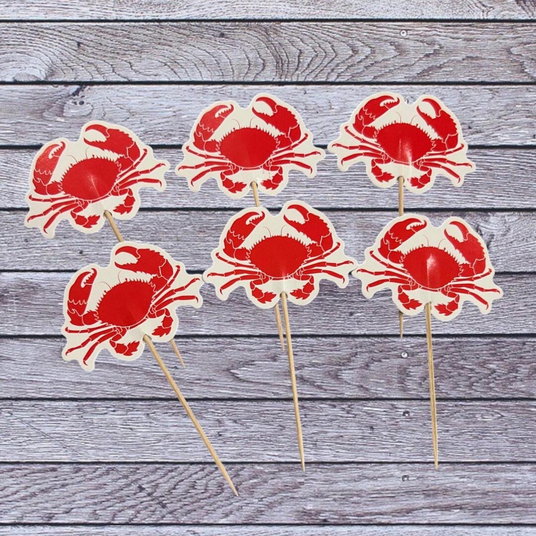 Red and White Crab Food Sandwich Picks Crawfish Boil Mardi Gras Party ...